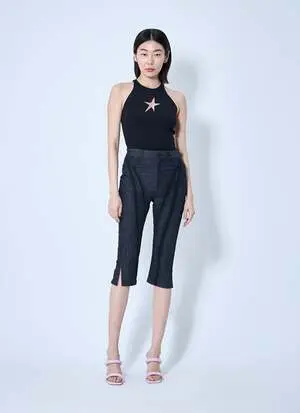 MUGLER Paneled Cropped Denim Pants