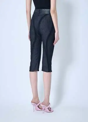 MUGLER Paneled Cropped Denim Pants