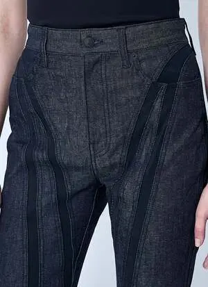 MUGLER Paneled Cropped Denim Pants