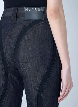 MUGLER Paneled Cropped Denim Pants