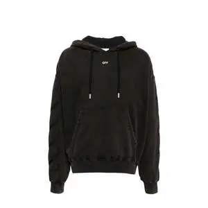 Off-White St. Matthew Over Cotton Hoodie Sweatshirt - Black