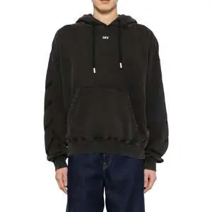 Off-White St. Matthew Over Cotton Hoodie Sweatshirt - Black