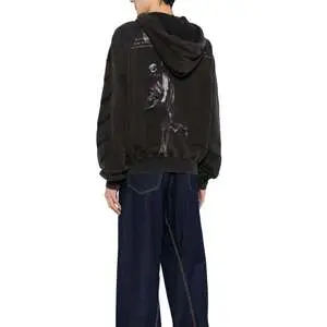 Off-White St. Matthew Over Cotton Hoodie Sweatshirt - Black