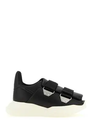 Rick Owens Grainy Cowhide Leather Sneakers With Adjustable Straps - Black