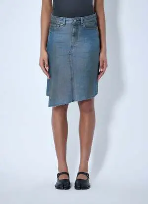 Our Legacy Asymmetric Denim Skirt With Raw Hem - Blue