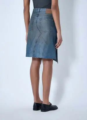 Our Legacy Asymmetric Denim Skirt With Raw Hem