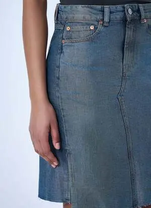 Our Legacy Asymmetric Denim Skirt With Raw Hem