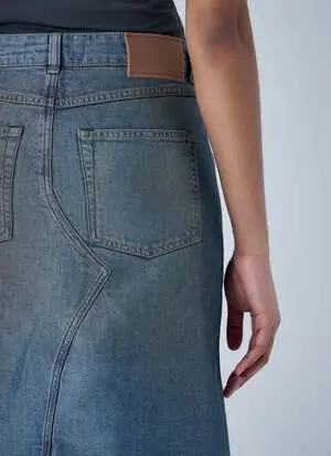 Our Legacy Asymmetric Denim Skirt With Raw Hem