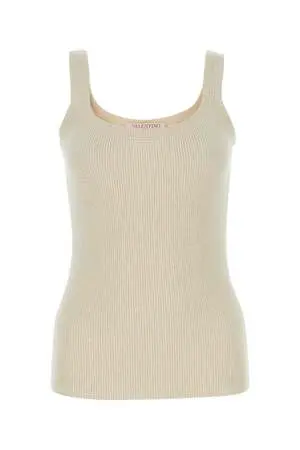 Valentino Garavani Sand Silk Ribbed Tank Top