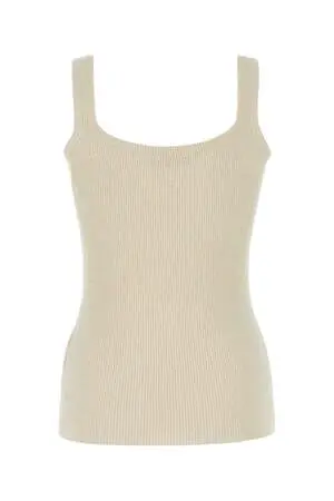 Valentino Garavani Sand Silk Ribbed Tank Top