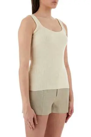 Valentino Garavani Sand Silk Ribbed Tank Top