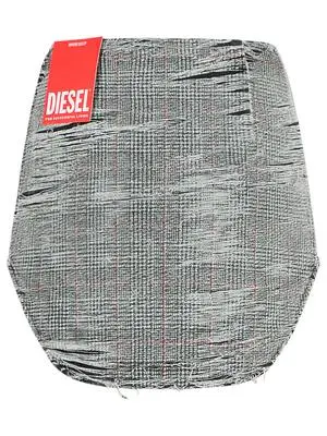 DIESEL® Cotton Miniskirt With Frayed Embossed Texture