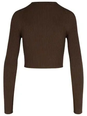 Max Mara Ribbed Cutout Cropped Sweater - Brown