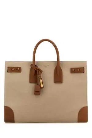 Saint Laurent Two-tone Canvas And Leather Sac De Jour Handbag - Multicolor