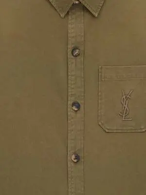 Saint Laurent Cotton And Linen Shirt With Monogram Embroidery - Multicolor