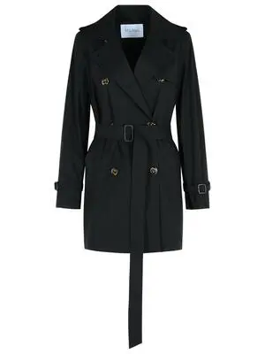 Max Mara Max Mara Belted Cotton Trench Coat Black