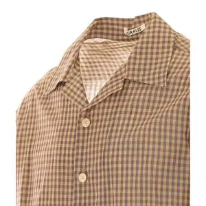 Auralee Short Sleeves Check Shirt - Brown