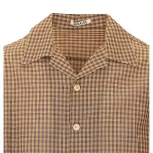 Auralee Short Sleeves Check Shirt - Brown