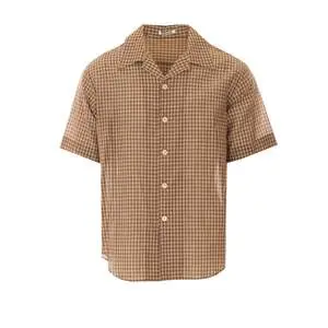 Auralee Short Sleeves Check Shirt - Brown