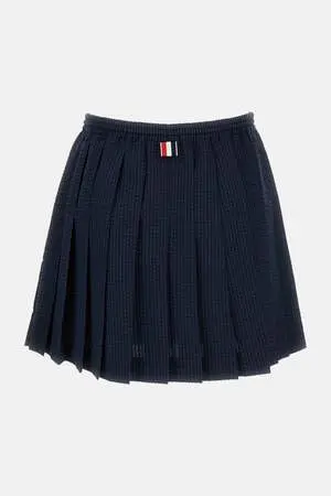Thom Browne Pleated Seersucker Mini Skirt - Multicolor