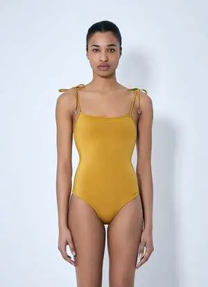 Chloé Tie-shoulder Swimsuit - Yellow