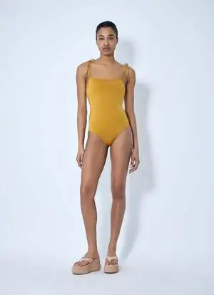 Chloé Tie-shoulder Swimsuit - Yellow