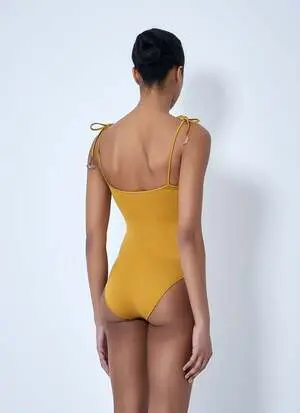 Chloé Tie-shoulder Swimsuit - Yellow