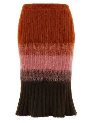 Fendi Wool And Mohair Midi Skirt With Degradé Effect - Multicolor