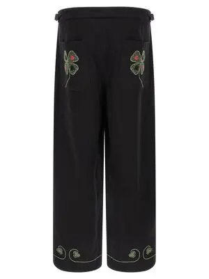 BODE Lucky Draw" Embroidered Wide Leg Pants
