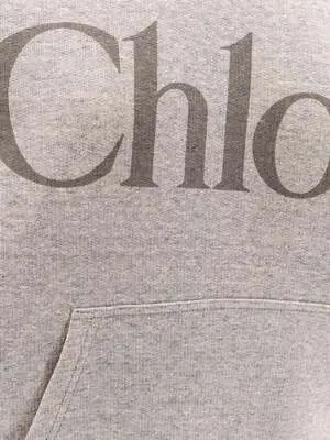 Chloé Cotton Blend Hooded Sweatshirt With Logo Print