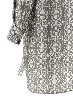 Max Mara Grembo Monogram Print Silk Twill Chemisier Dress - Gray