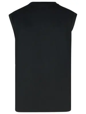 Balmain Cotton Tank Top With Ornamental Buttons - Black