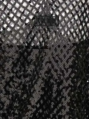Attico Sequin Mesh Crew Neck Mini Dress With Flared Sleeves