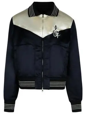 Amiri Polyester Blend Bomber Jacket With Contrast Trim - Black