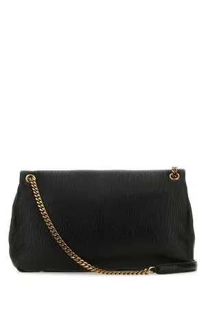 Saint Laurent Leather Calypso Shoulder Bag With Antiqued Silver Brass Hardware - Black