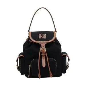 Miu Miu Logo Backpack - Black