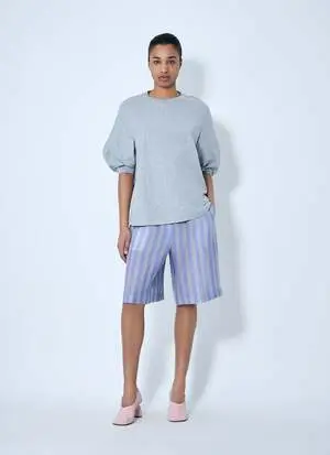 Dries Van Noten Relaxed Knit Top With Three-quarter Sleeves - Gray