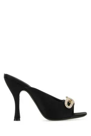 FERRAGAMO Embellished Satin Mules - Black