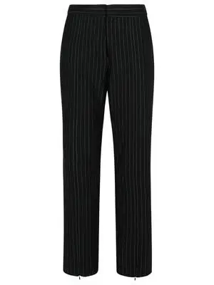 GANNI Viscose Blend Pinstripe Trousers - Black