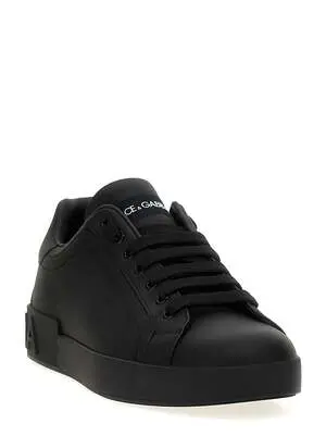Dolce & Gabbana Portofino' Lace-up Leather Sneakers - Black