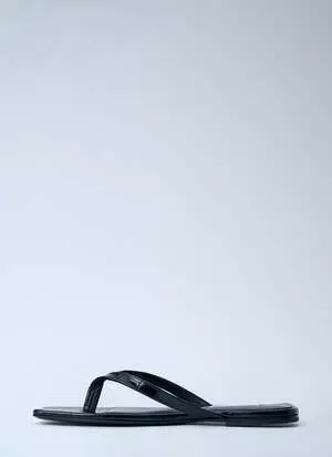 TOTEME Croc-embossed Leather Flip Flops - Black