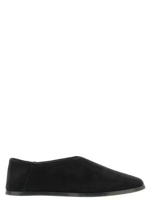 Suede Slippers with Foldable Heel