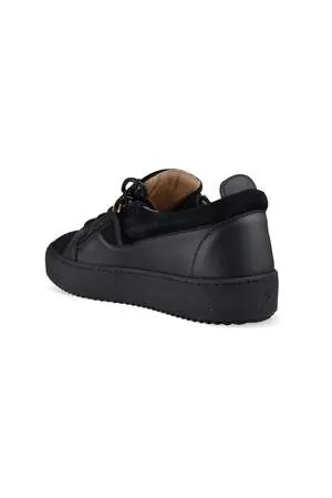 GIUSEPPE ZANOTTI Leather And Suede Sneakers With Gold Hardware