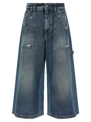 Dolce & Gabbana Denim Bermuda Shorts With Paneled Construction - Blue