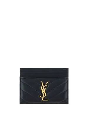Saint Laurent Lambskin Card Holder - Black