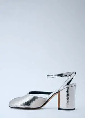 MAISON MARGIELA Tabi Pump Sandals With Ankle Strap And Block Heel - Silver