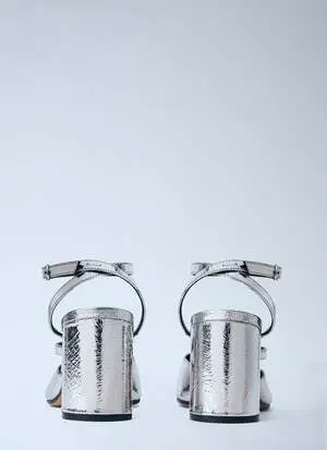 MAISON MARGIELA Tabi Pump Sandals With Ankle Strap And Block Heel - Silver