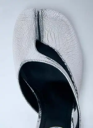 MAISON MARGIELA Tabi Pump Sandals With Ankle Strap And Block Heel - Silver