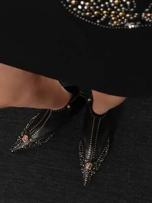 Versace Leather Ankle Boots With Medusa Detail And Studs
