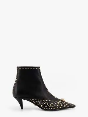 Versace Leather Ankle Boots With Medusa Detail And Studs - Multicolor